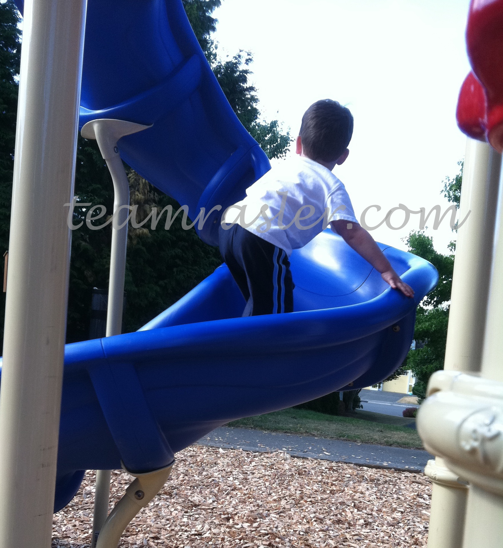 Climbing up the slide | Team Rasler